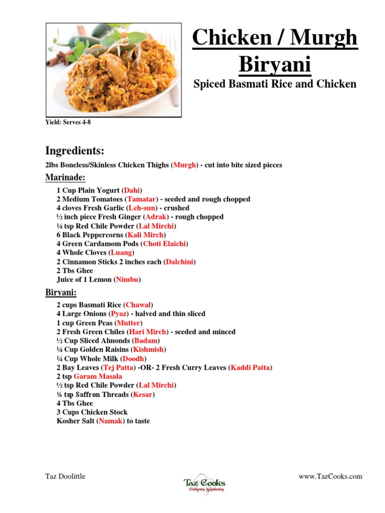 Chicken Biryani | PDF | Food Ingredients | Cuisine
