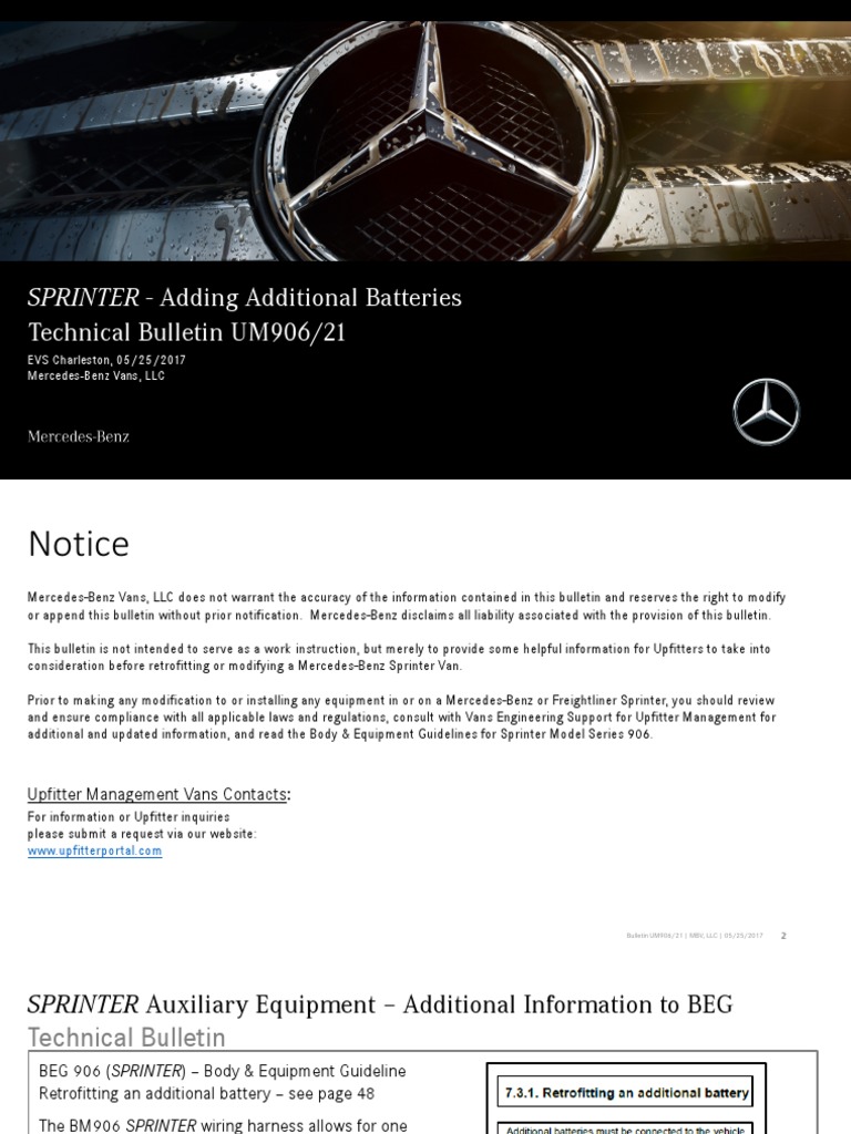 Sprinter Adding Additional Batteries | PDF | Mercedes Benz Sprinter ...