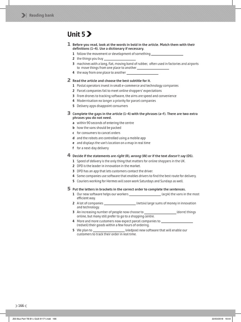 Bus Part B1 Reading Bank U5 | PDF | Courier | Retail