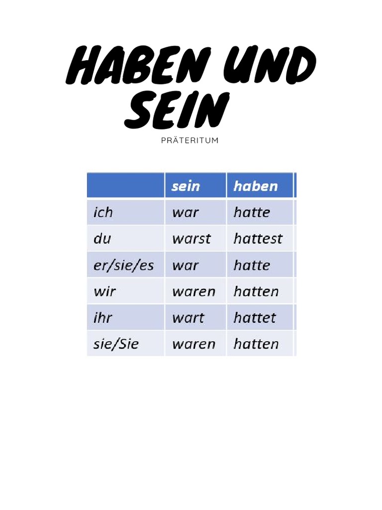 Haben Und Sein: Präteritum | PDF
