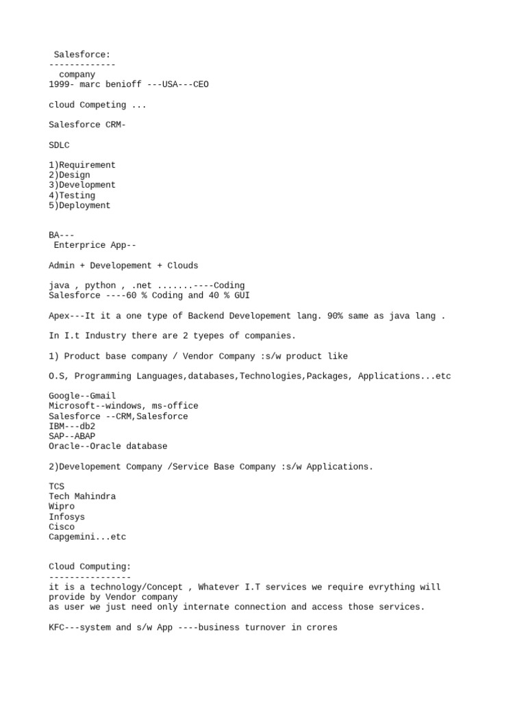 Salesforce Notes - 01 | PDF | Class (Computer Programming) | Software ...