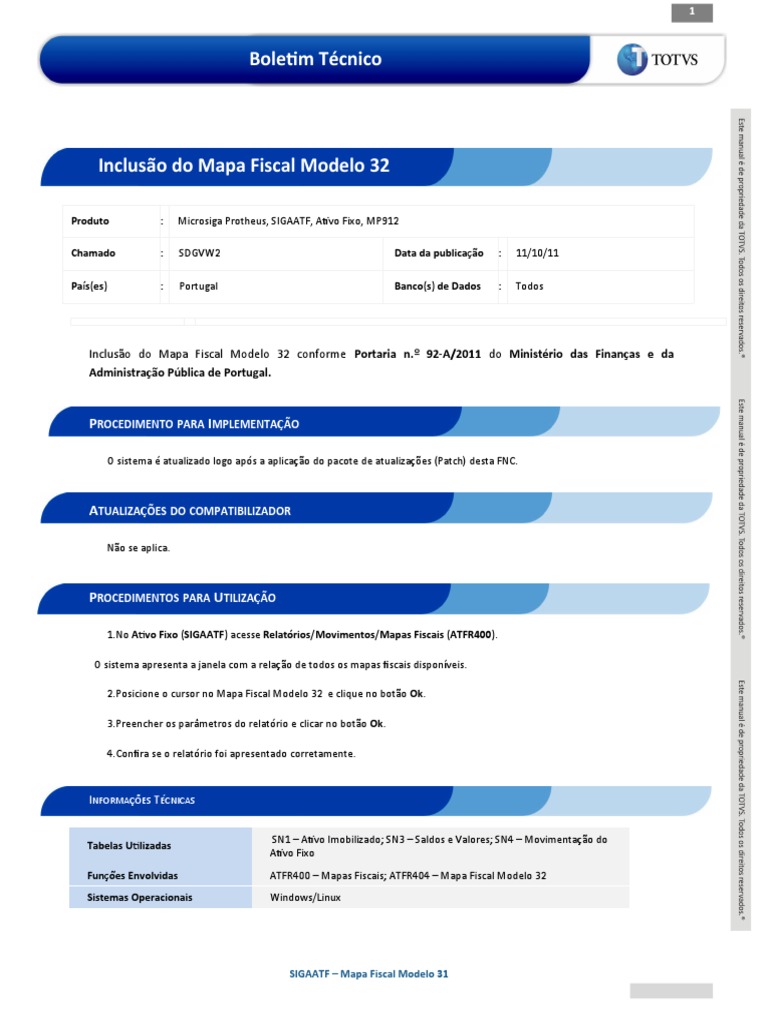 Atf BT Inclusão Do Mapa Fiscal Modelo 32 | PDF