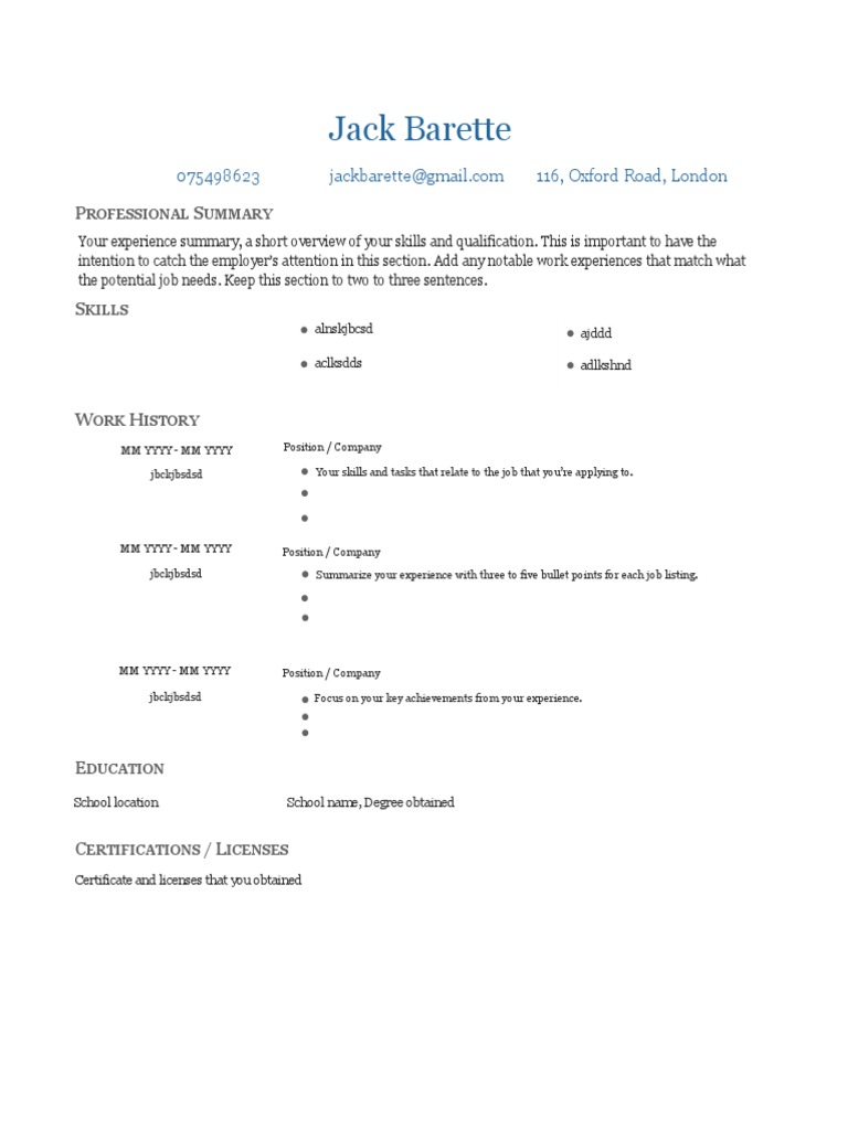 CV Template | PDF