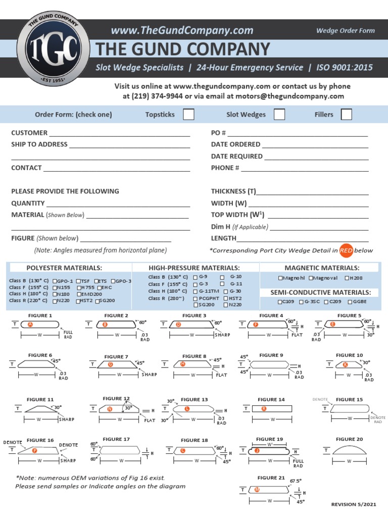 The Gund Company Wedge Quote Form | PDF | Physical Sciences | Applied ...