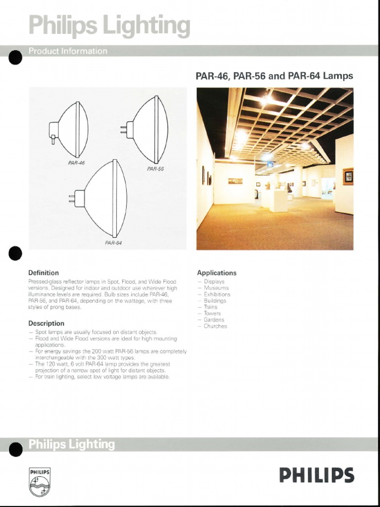 Philips PAR 64 Lamp Specifications | PDF