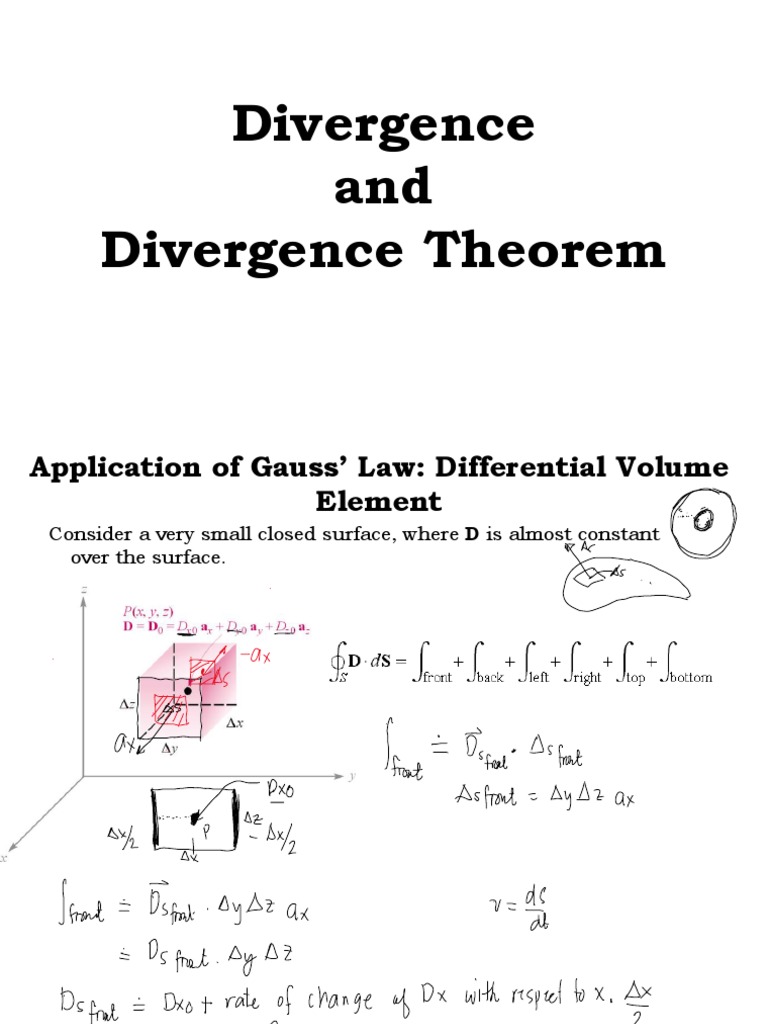 Divergence Theorem and Gauss' Law Applications | PDF