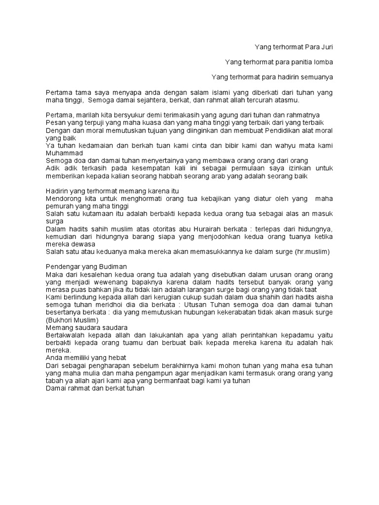 Teks Pidato Berbakti Kepada Orang Tua | PDF