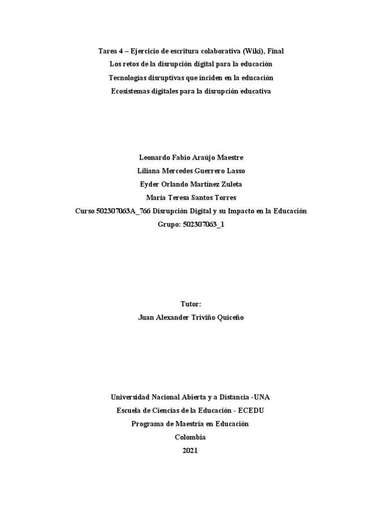 Tarea 4 - Ejercicio de Escritura Colaborativa (Wiki), Final - Grupo 519006 - 2 | Descargar ...