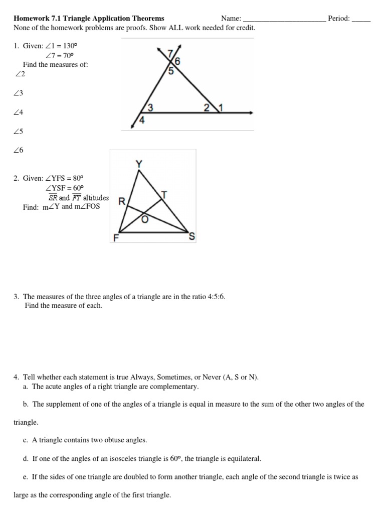 Unit 7 Homework Packet | PDF | Triangle | Convex Geometry