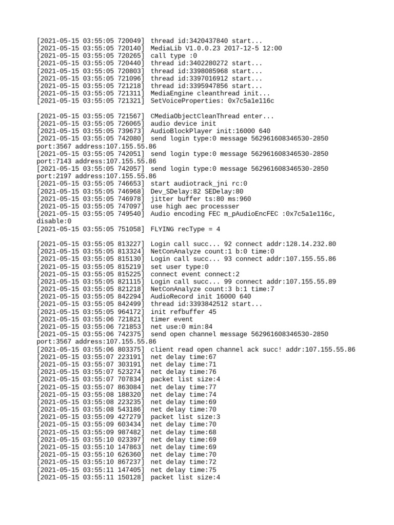 2021 05 15 - Log | PDF | Data Transmission | Computer Standards