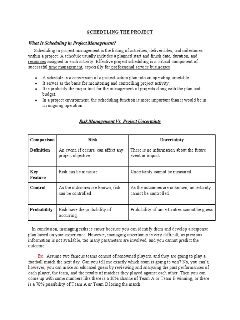 Scheduling The Project | PDF | Risk | Applied Mathematics