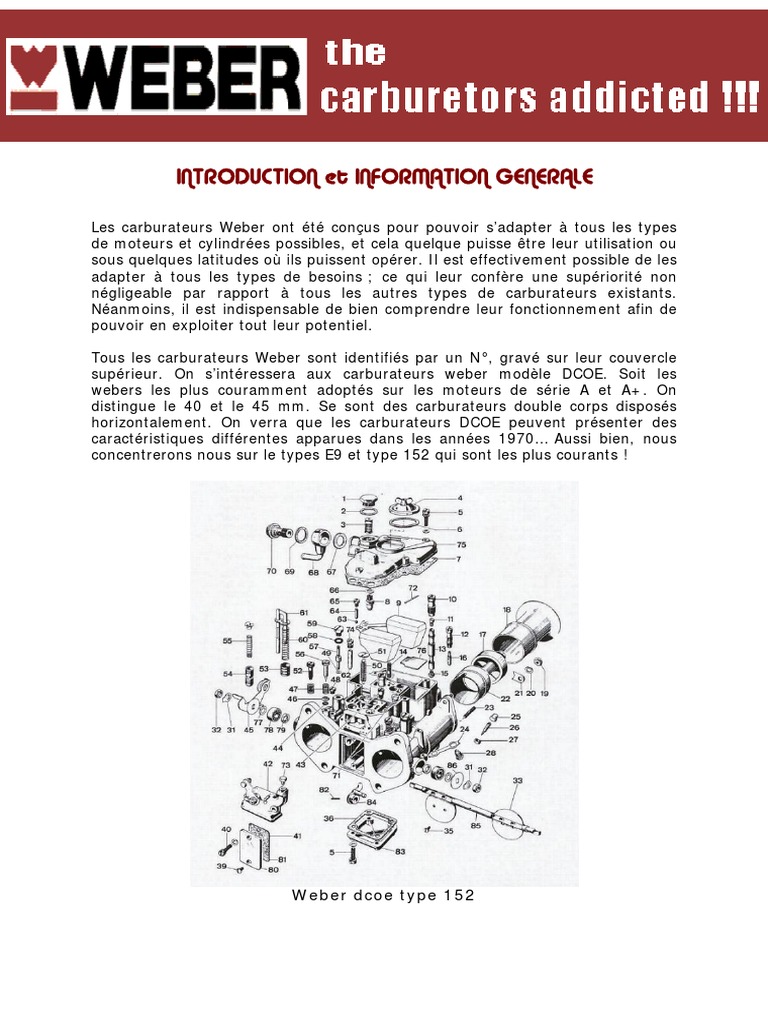 Rta Weber Mini | PDF | Carburateur | Machines rotatives