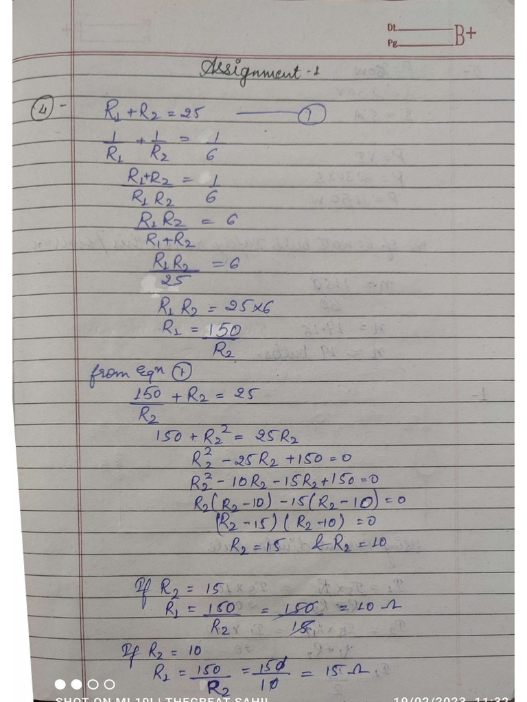Electrical and Electronics Assignment 1 | PDF