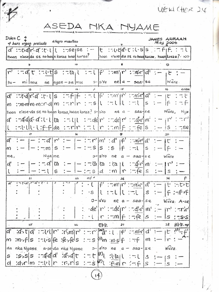 Aseda Nka Nyame (Tonic) - 1 | PDF
