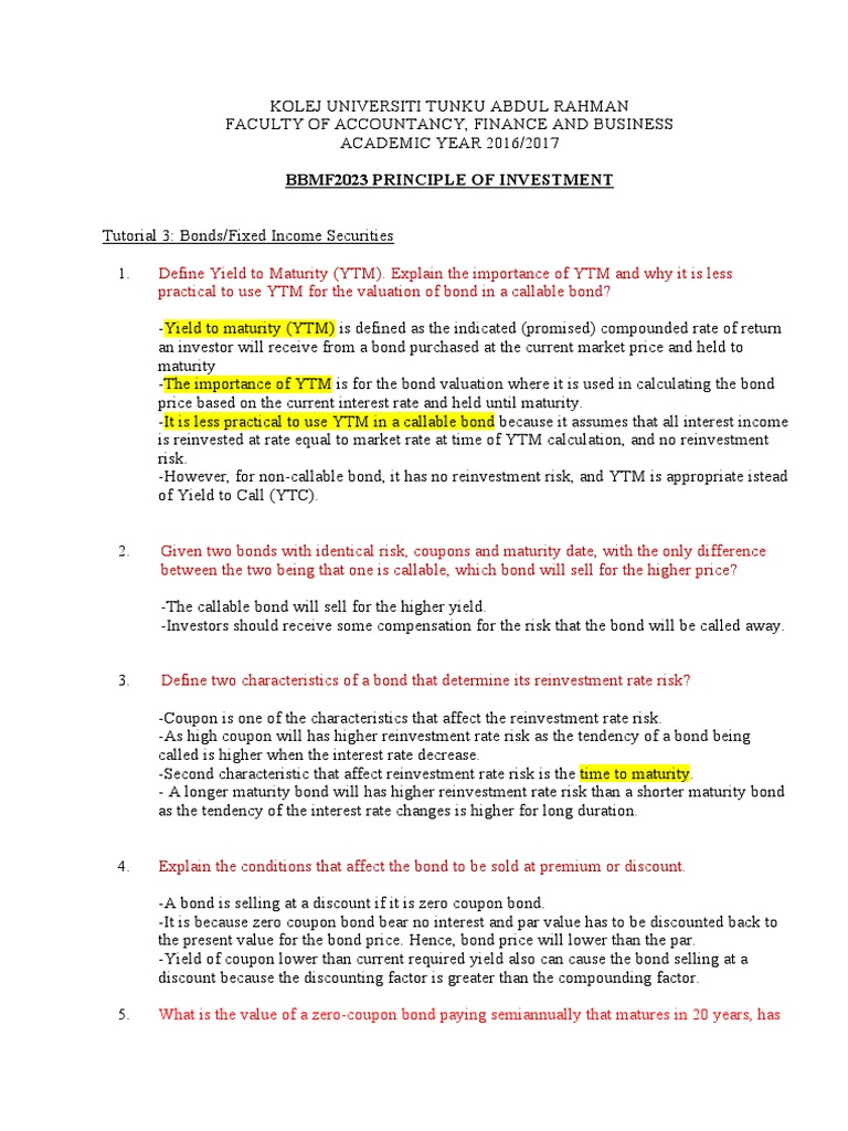Understanding Bond Valuation and Risk Management | PDF | Bonds (Finance ...