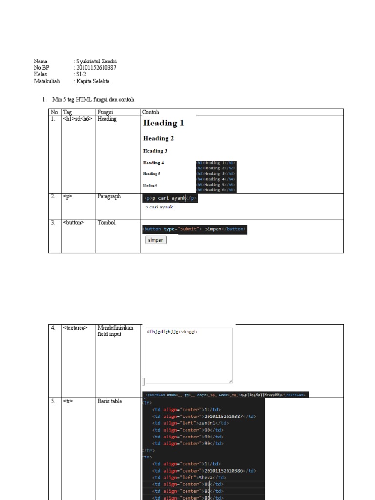 Min 5 Tag HTML Fungsi Dan Contoh | PDF