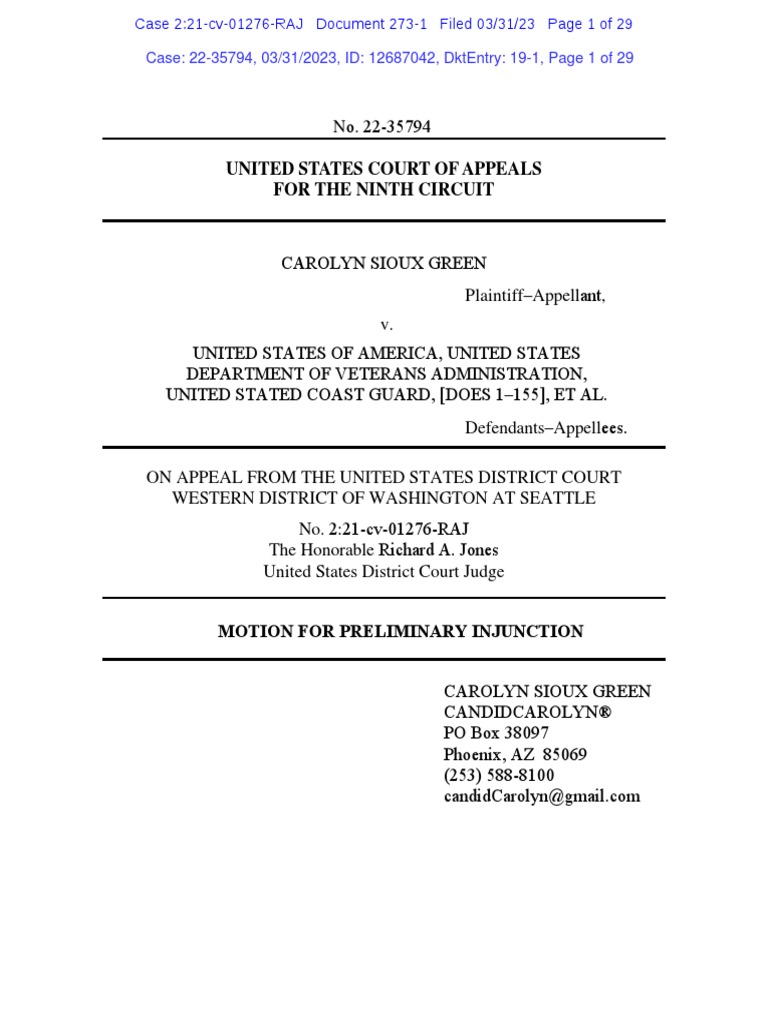 9th Cir. Motion For Preliminary Injunction Case No. 22-35794 | PDF | Cost Of Living | Health ...