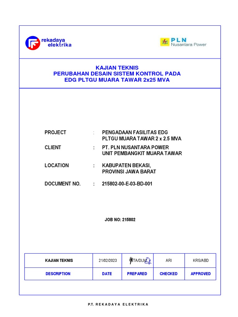 Kajian Teknis Sistem Kontrol EDG Muara Tawar | PDF