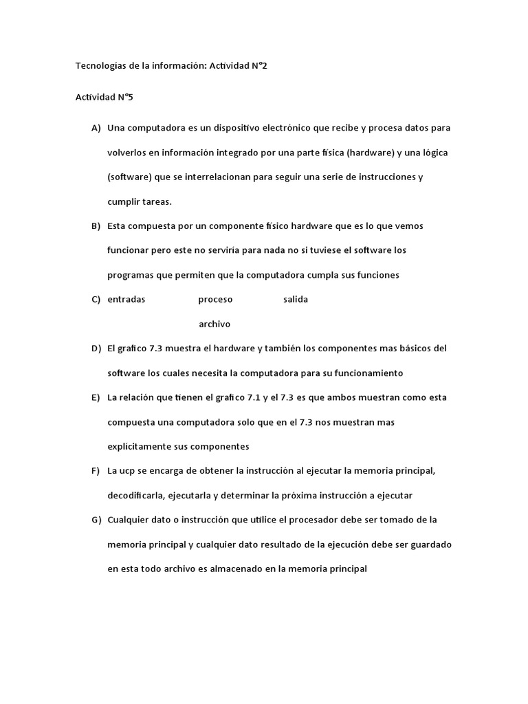Tecnologías de La Información Trabajo Practico n2 | PDF | Hardware de ...