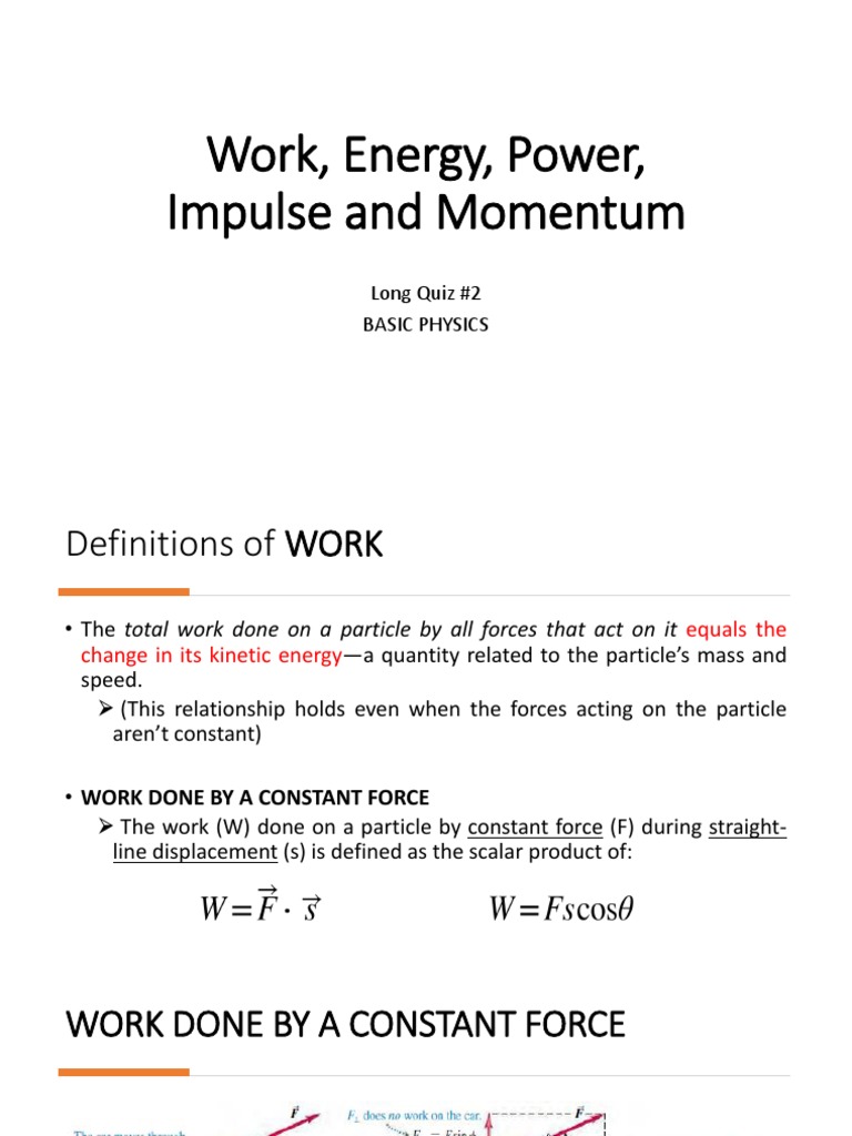 PHYSICS - Work, Energy, Power, and Momentum | PDF | Collision | Momentum