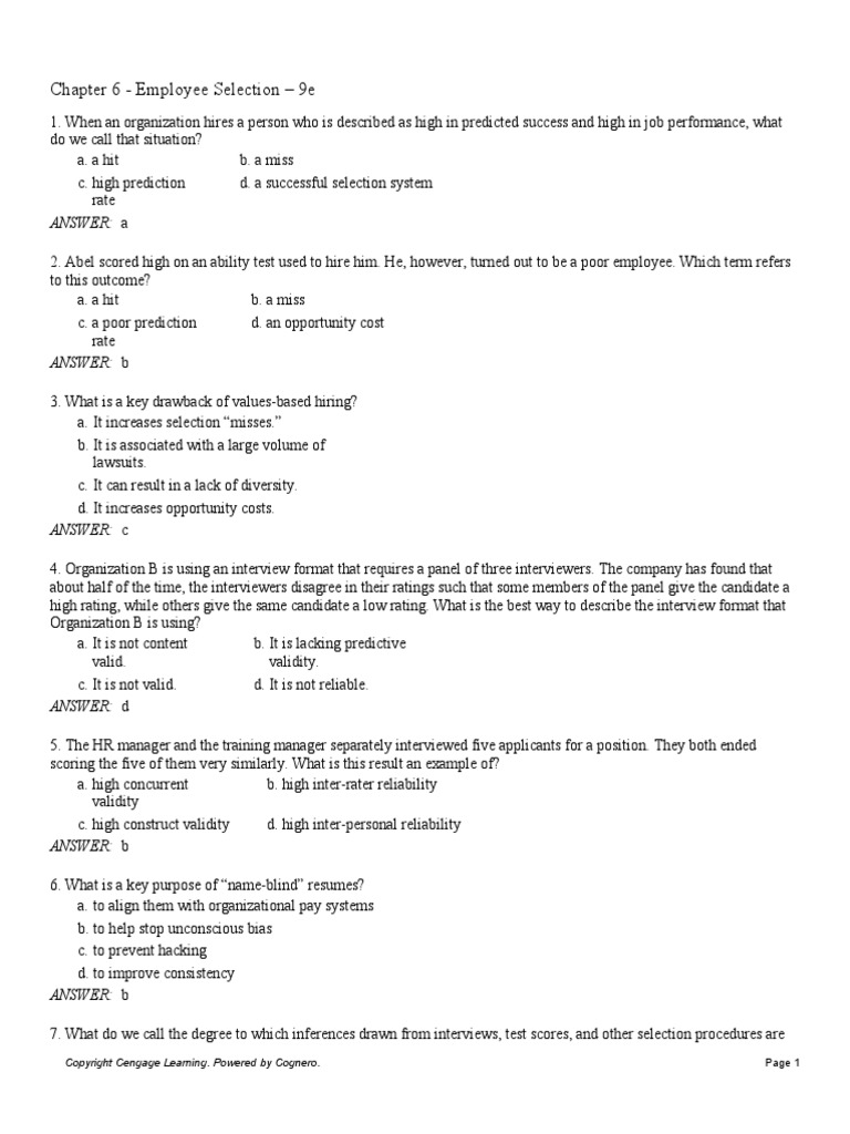 Chapter - 6 - Employee - Selection - 9e | PDF | Validity (Statistics) | Psychological Concepts