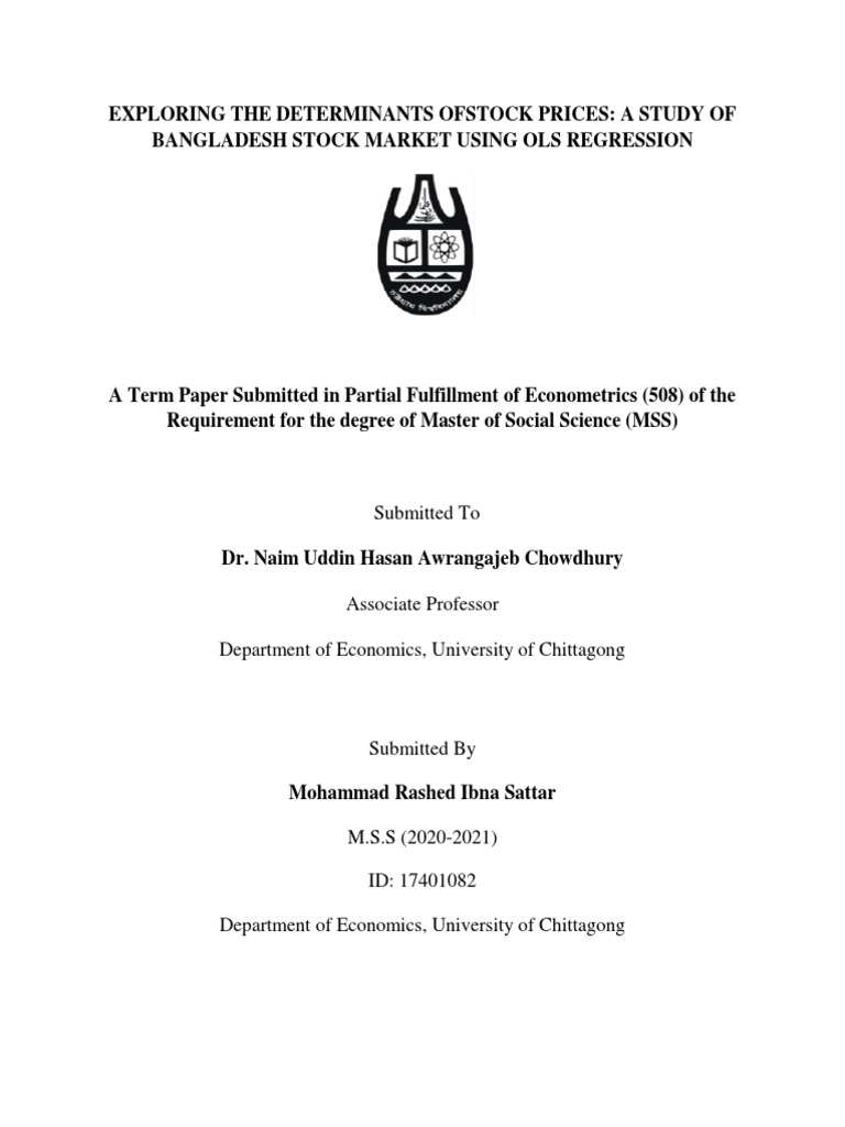 Submitted To Pdf Coefficient Of Determination Errors And Residuals