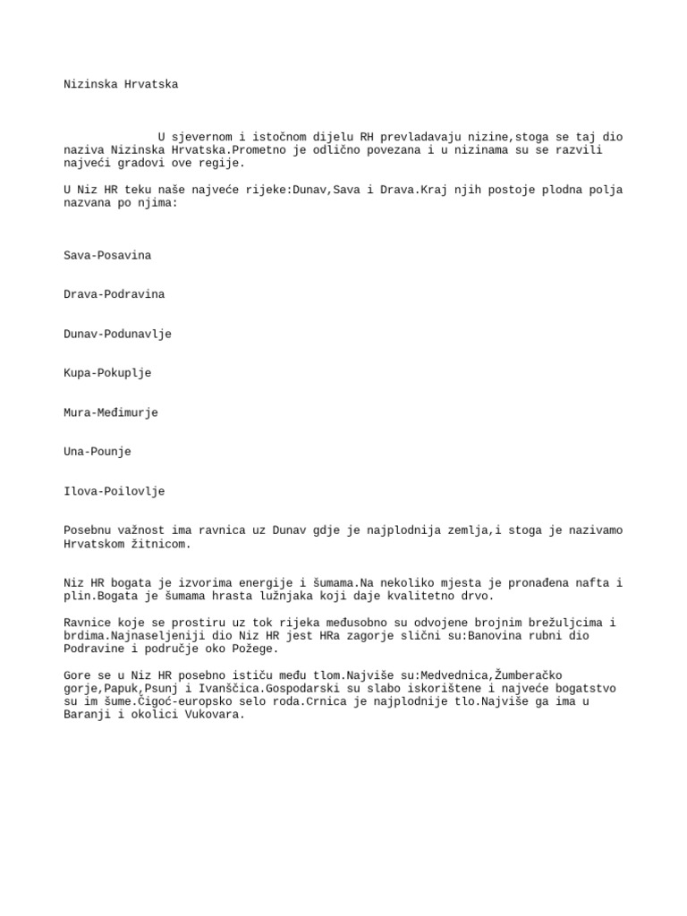 Nizinska Hrvatska | PDF
