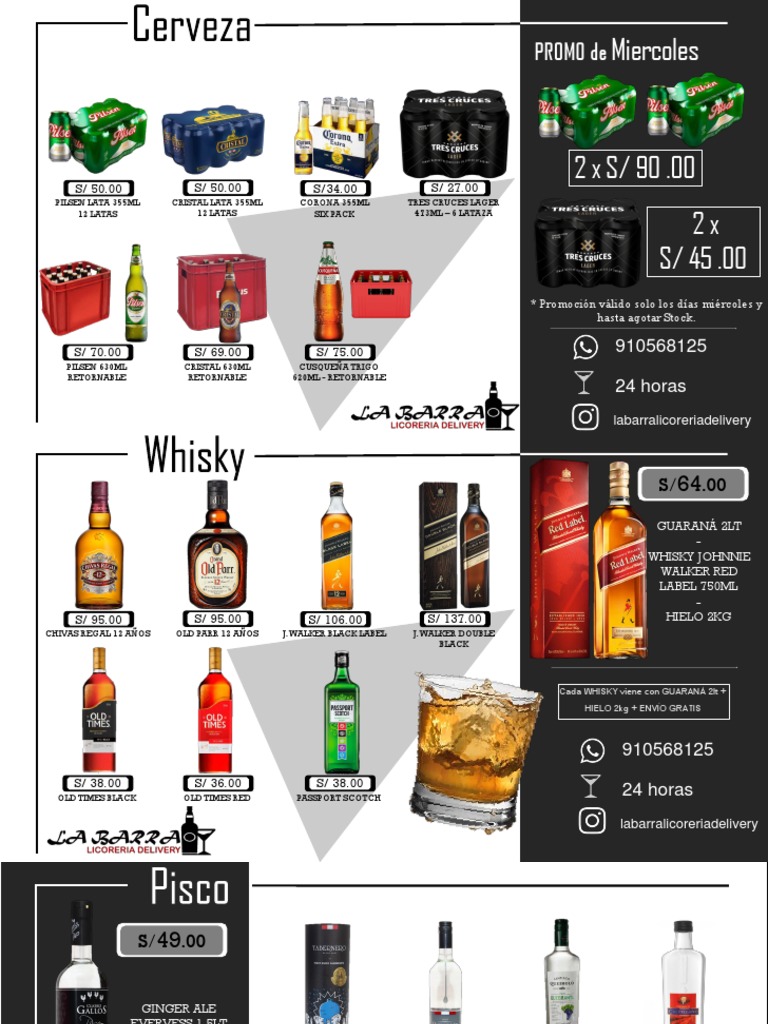 La Barra Delivery Catalogo | Descargar gratis PDF | Bebidas alcohólicas