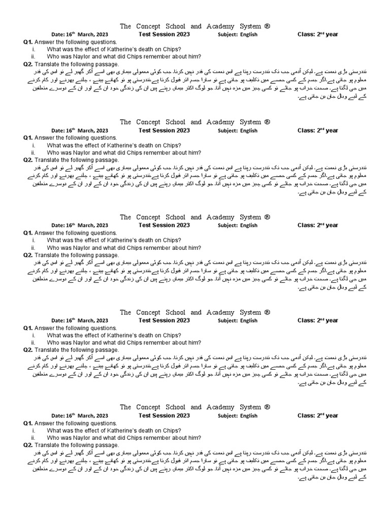 2nd Year English Pdf