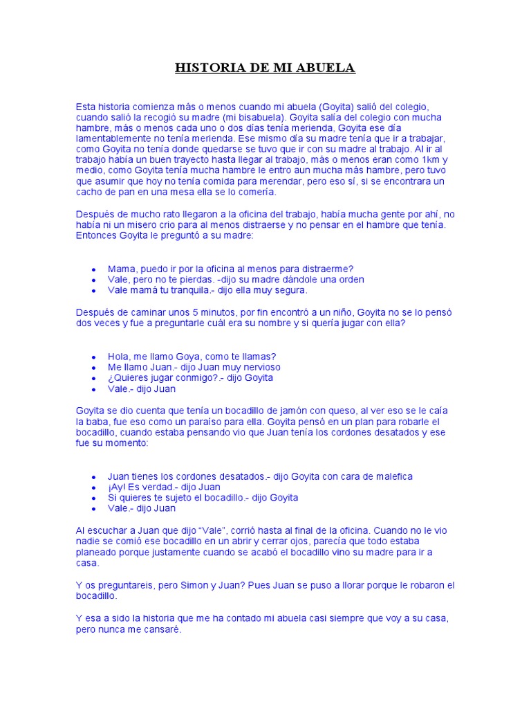 Historia de Mi Abuela | PDF