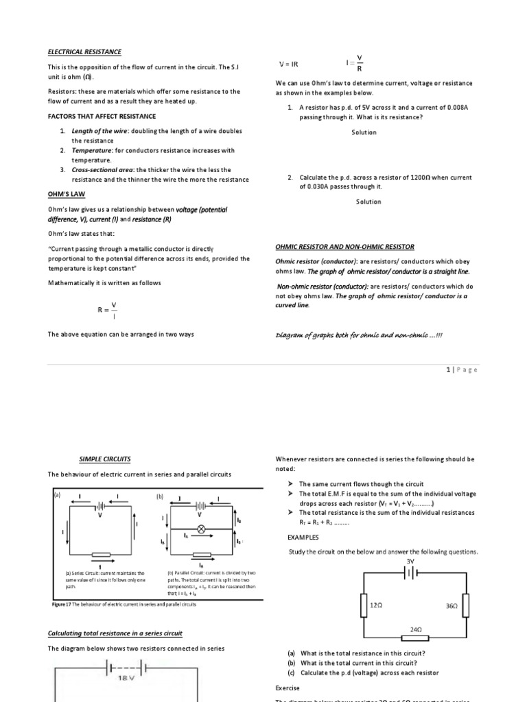 Electrical Resistance | PDF | Electrical Resistance And Conductance | Series And Parallel Circuits