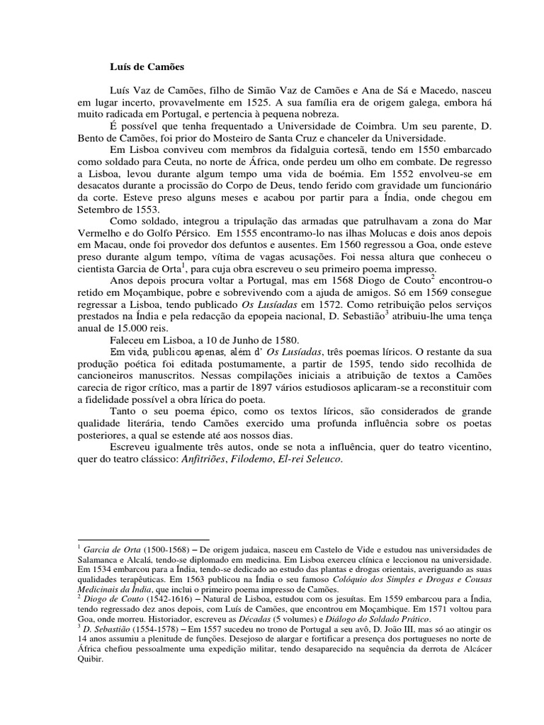 Análise da estrutura e elementos constitutivos de Os Lusíadas de Luís ...