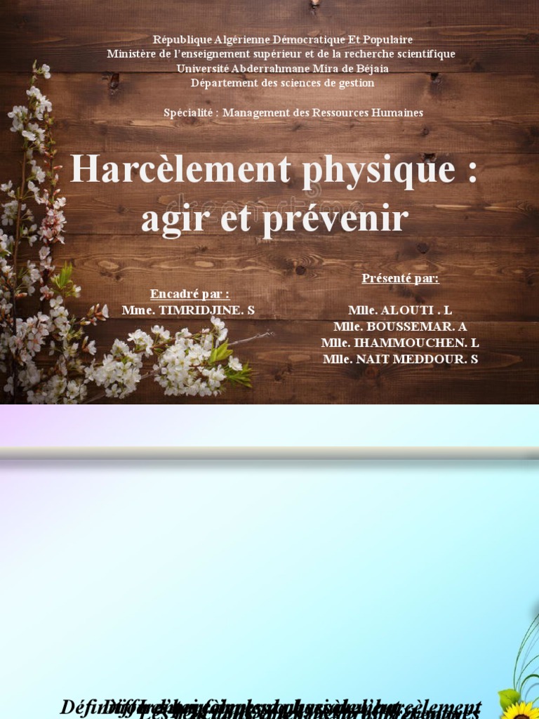 Harcèlement physique : définition et prévention | PDF | Harcèlement ...