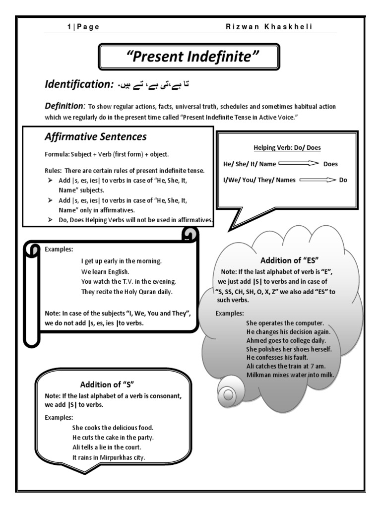 Tenses Notes-1 | PDF | Verb | Subject (Grammar)