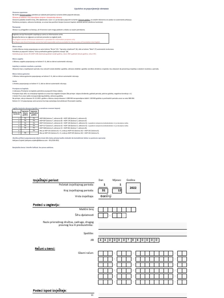 Uputstvo Za Popunjavanje Obrazaca: Obrazac Je Zaštićen I Nisu ...