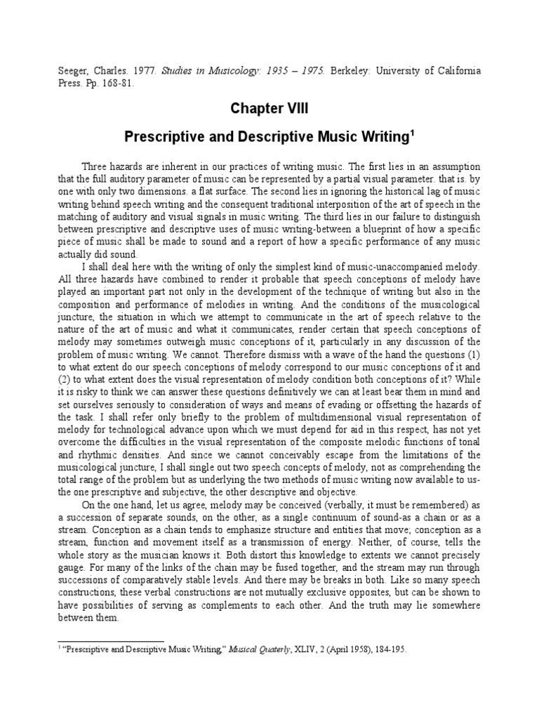 Seeger - Prescriptive - and - Descriptive - Music - Writing | PDF ...