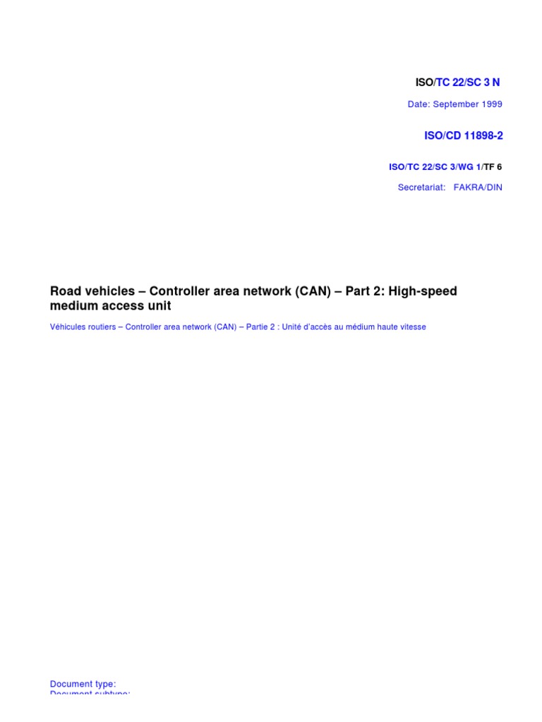 Road Vehicles - Controller Area Network (CAN) - Part 2: High-Speed ...