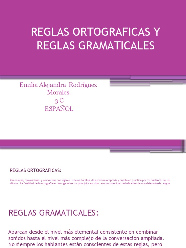 Reglas Gramaticales y Ortográficas en Español | PDF | Oración ...