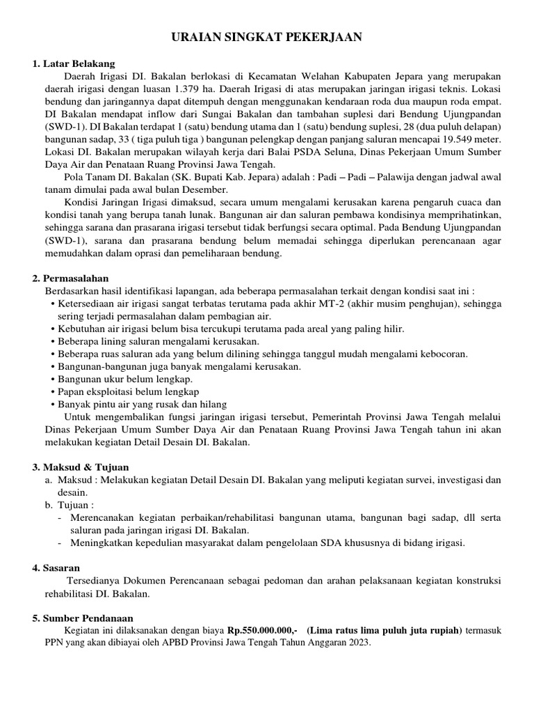 Contoh Proposal Detail Desain Irigasi | PDF