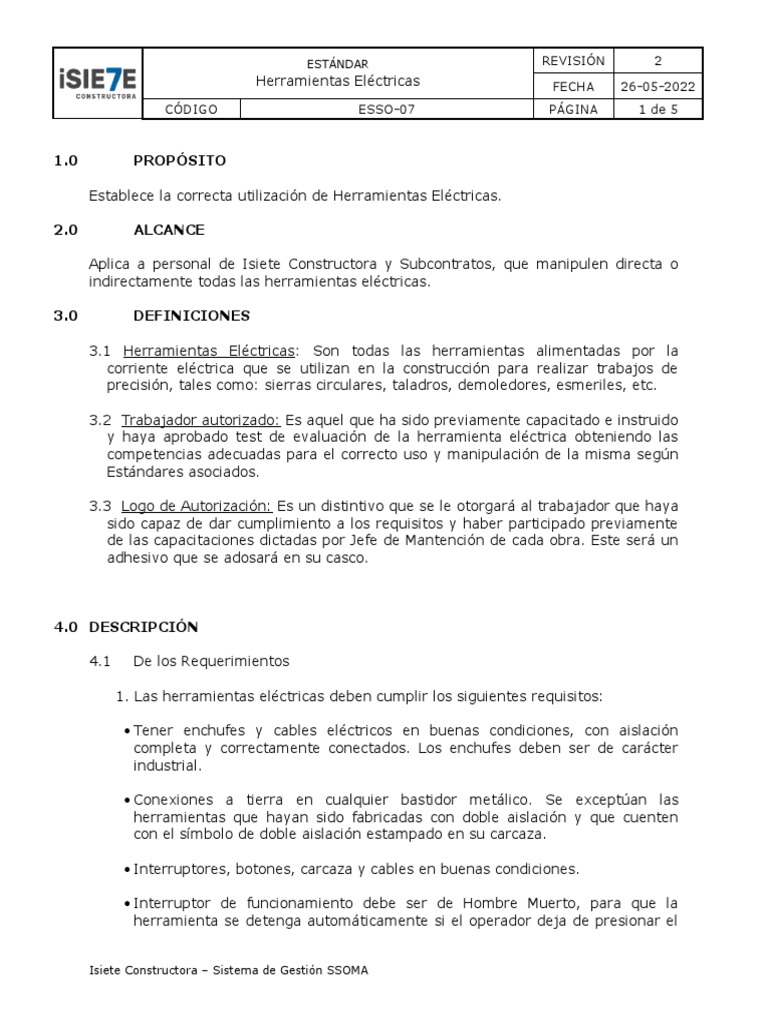 ESSO-07 - Herramientas Eléctricas | PDF | Herramientas | Equipo