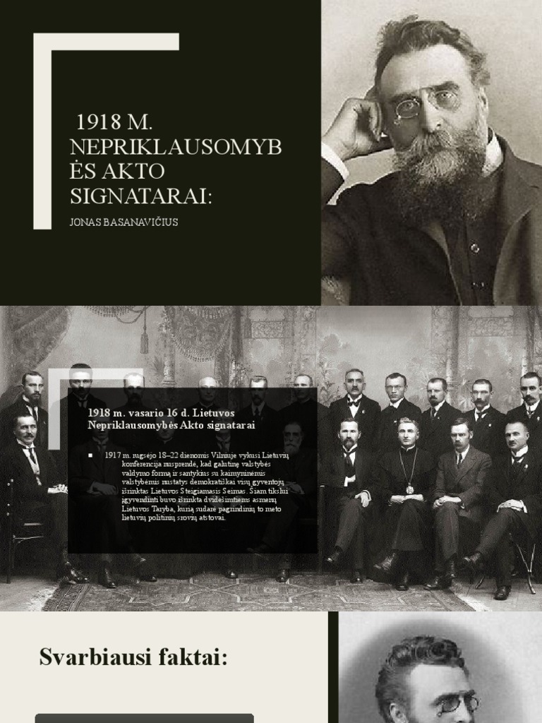 1918 M. Nepriklausomyb Ės Akto Signatarai:: Jonas Basanavičius | PDF