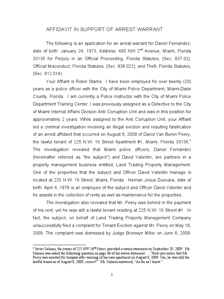 Affidavit in Support of Arrest Warrant | PDF | Arrest | Affidavit