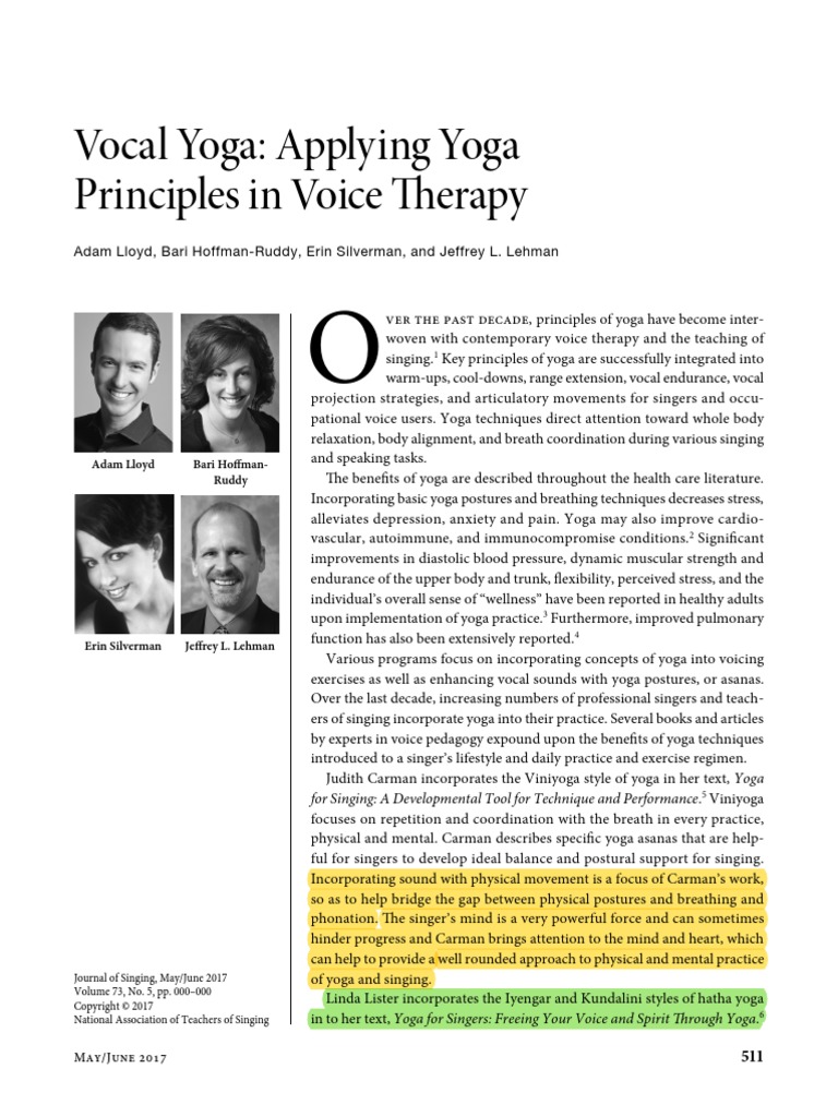 Vocal Yoga - Applying Yoga Principles en Voice Therapy | PDF | Singing | Human Voice