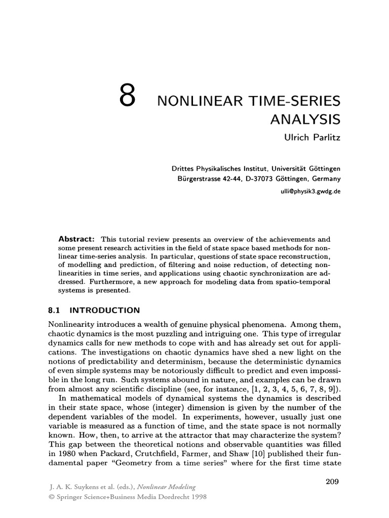 Nonlinear Time-Series Analysis: Ulrich Parlitz | Download Free PDF ...