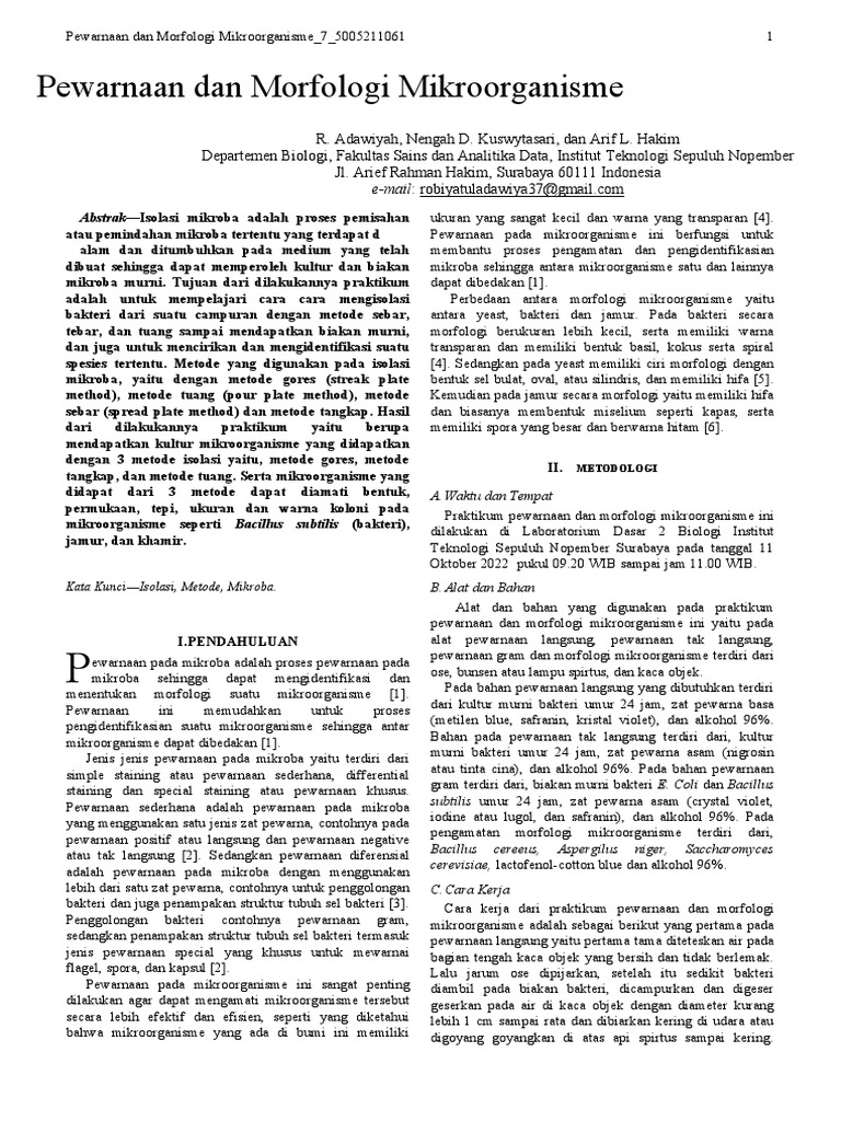 Pewarnaan Dan Morfologi Mikroorganisme Pdf