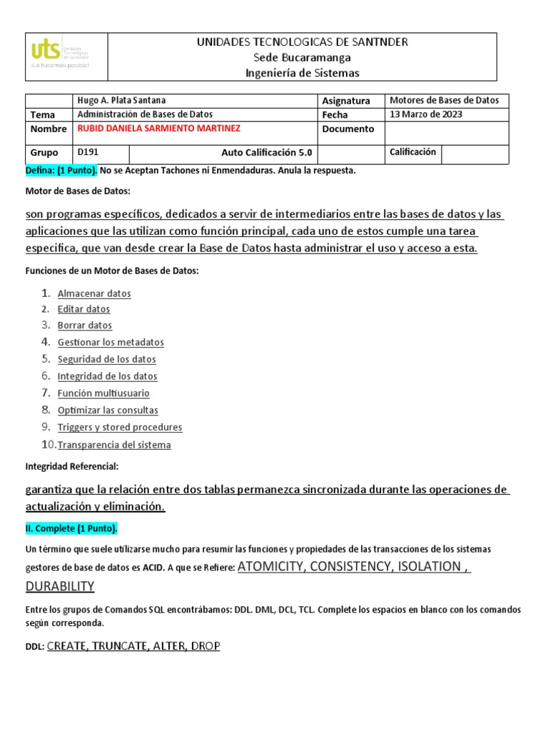 Funciones de TCL en Bases de Datos | PDF | SQL | Software de la aplicacion