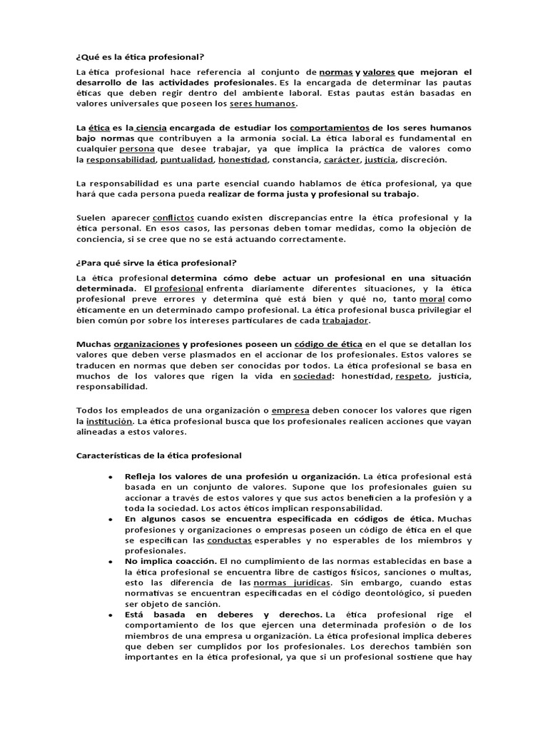 Etica Profesional | PDF | Ética profesional | Comportamiento