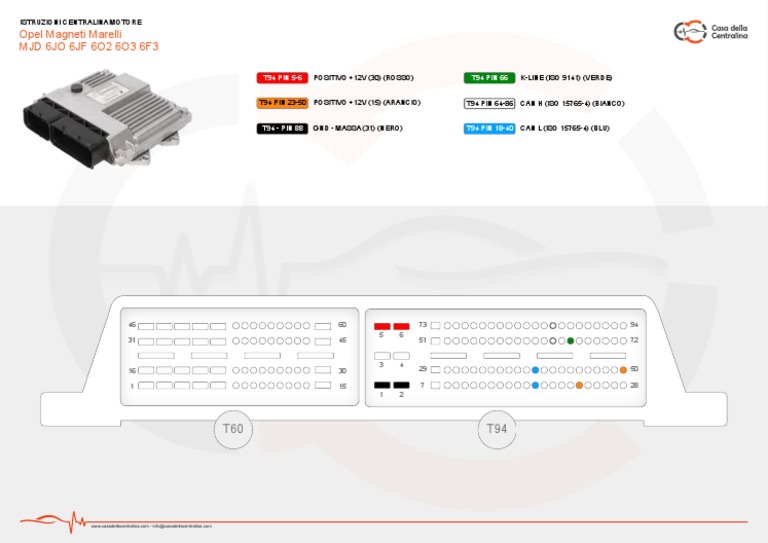 Pinout Ecm Opel Magneti Marelli MJD 6JO 6JF 6O2 6O3 6F3 | PDF