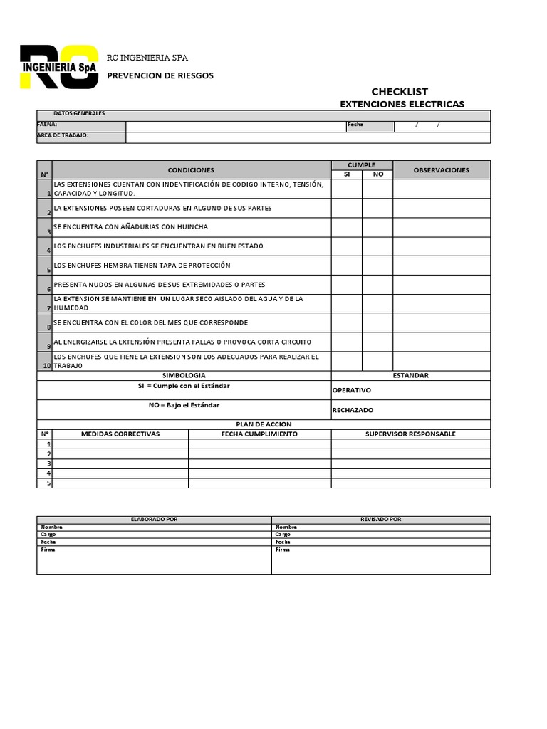 Check List Extensiones Electricas | PDF