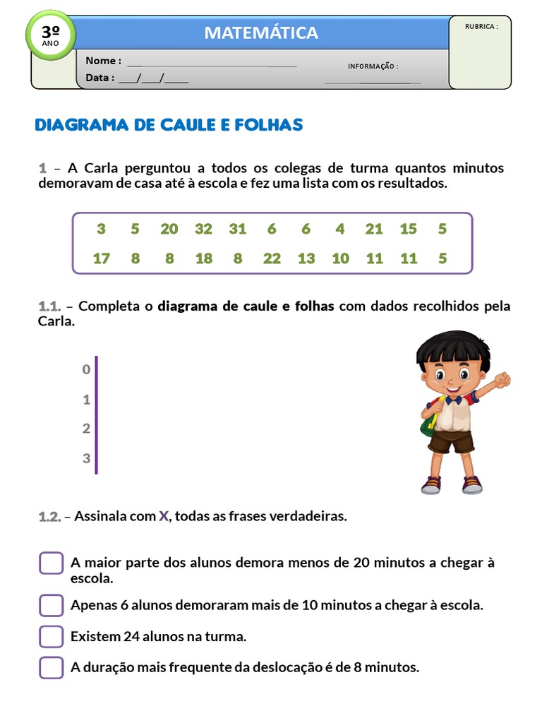 Diagrama de Caule e Folhas - 3º Ano | PDF